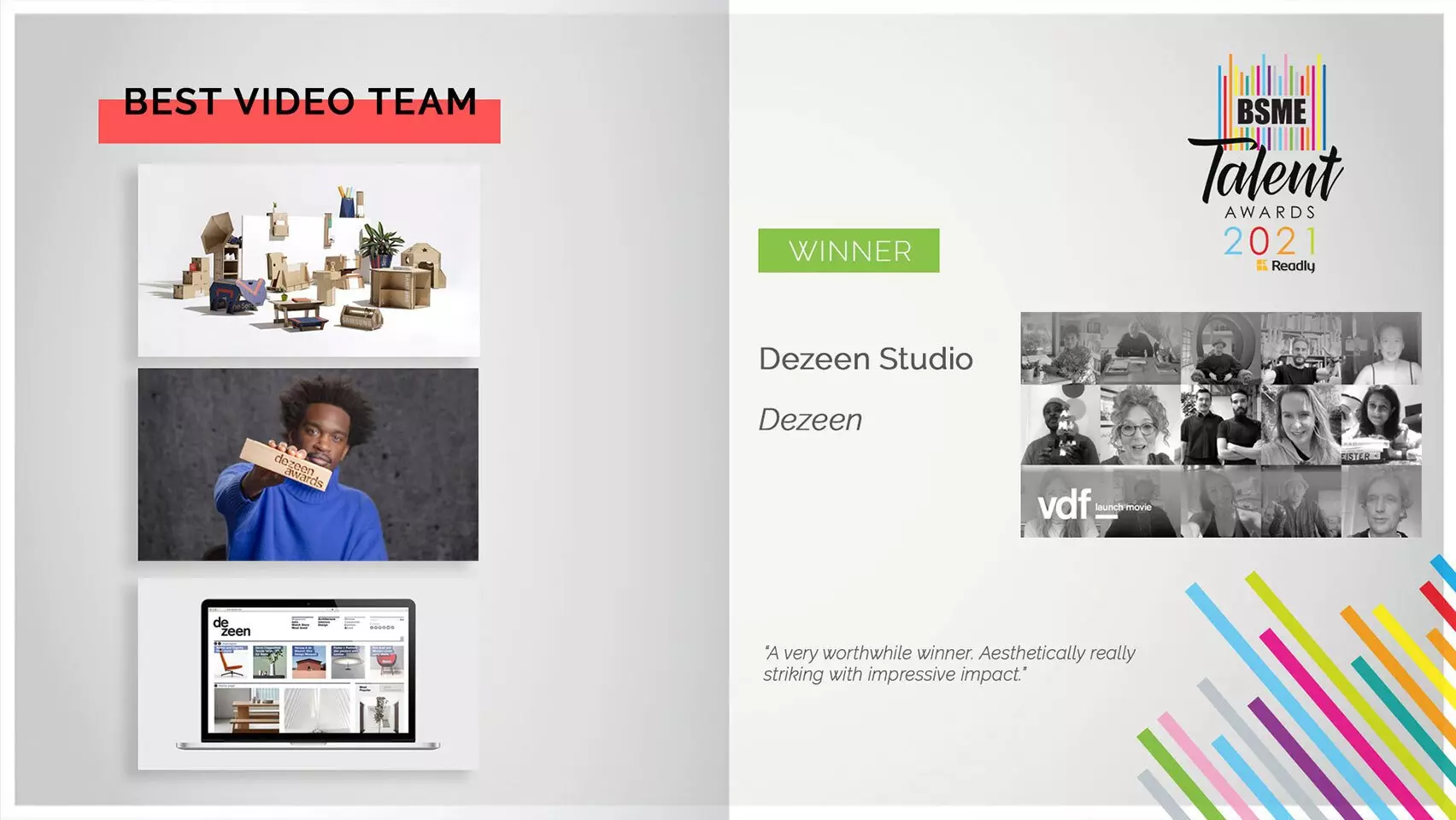 Dezeen Studio proglašen je za najbolji video tim na BSME Talent Awards 2021