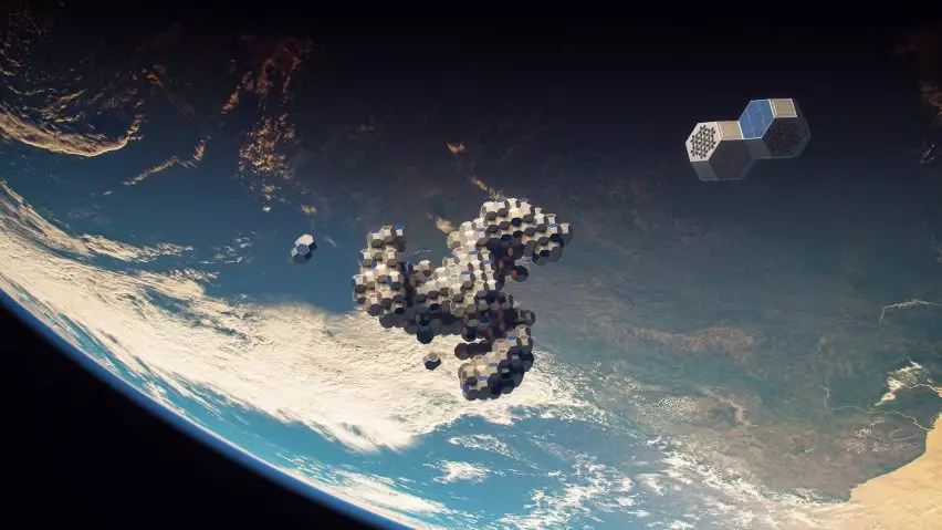 Estruturas da estação espacial flutuando acima da terra