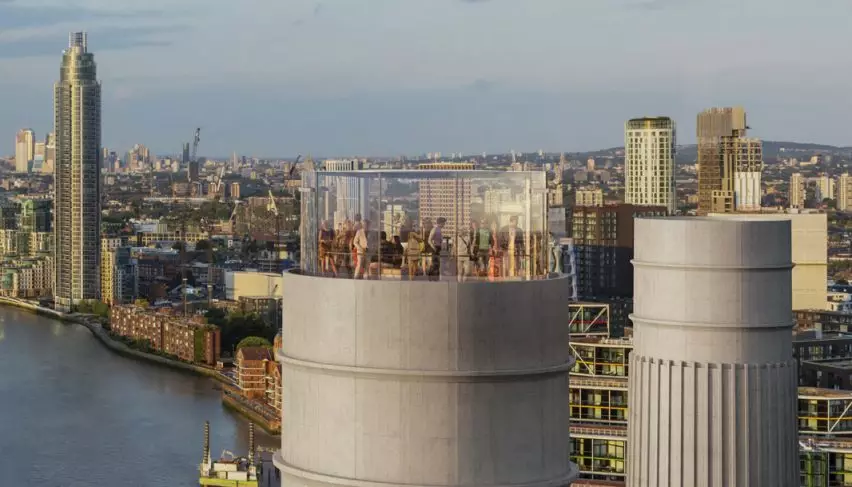 Skleněný komínový výtah Battersea Power Station od Wilkinson Eyre