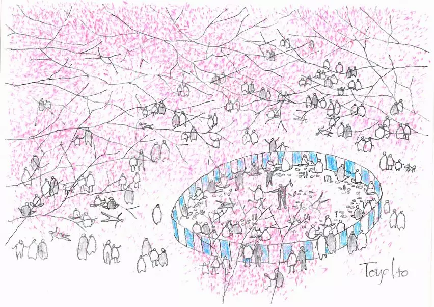 ขายภาพสเก็ตช์ Under the Cherry Trees ของ Toyo Ito โดยเป็นส่วนหนึ่งของการประมูลเพื่อการกุศล Architects for Beirut
