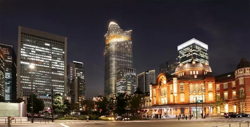 Ein Bild eines superhohen Wolkenkratzers in Tokio, Japan