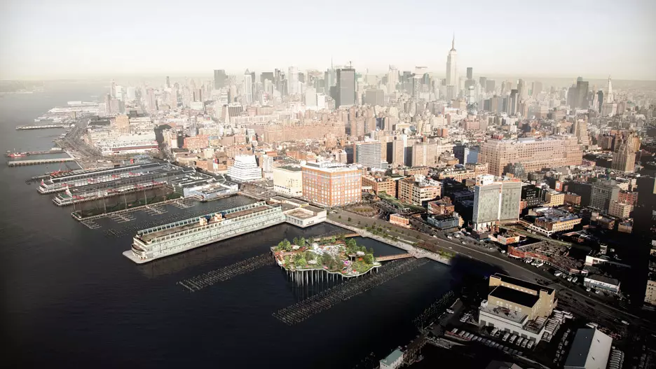 Thomas Heatherwick's Pier 55 nad řekou Hudson v New Yorku