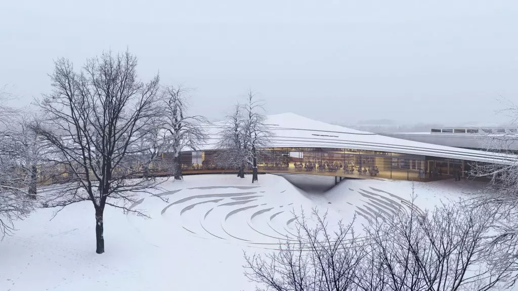 Ang isang library sa Norway na idinisenyo ni Kengo Kuma ay nagtatampok sa newsletter ngayon