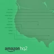 Χάρτης πόλεων του Amazon HQ2 που περιλαμβάνεται στη λίστα