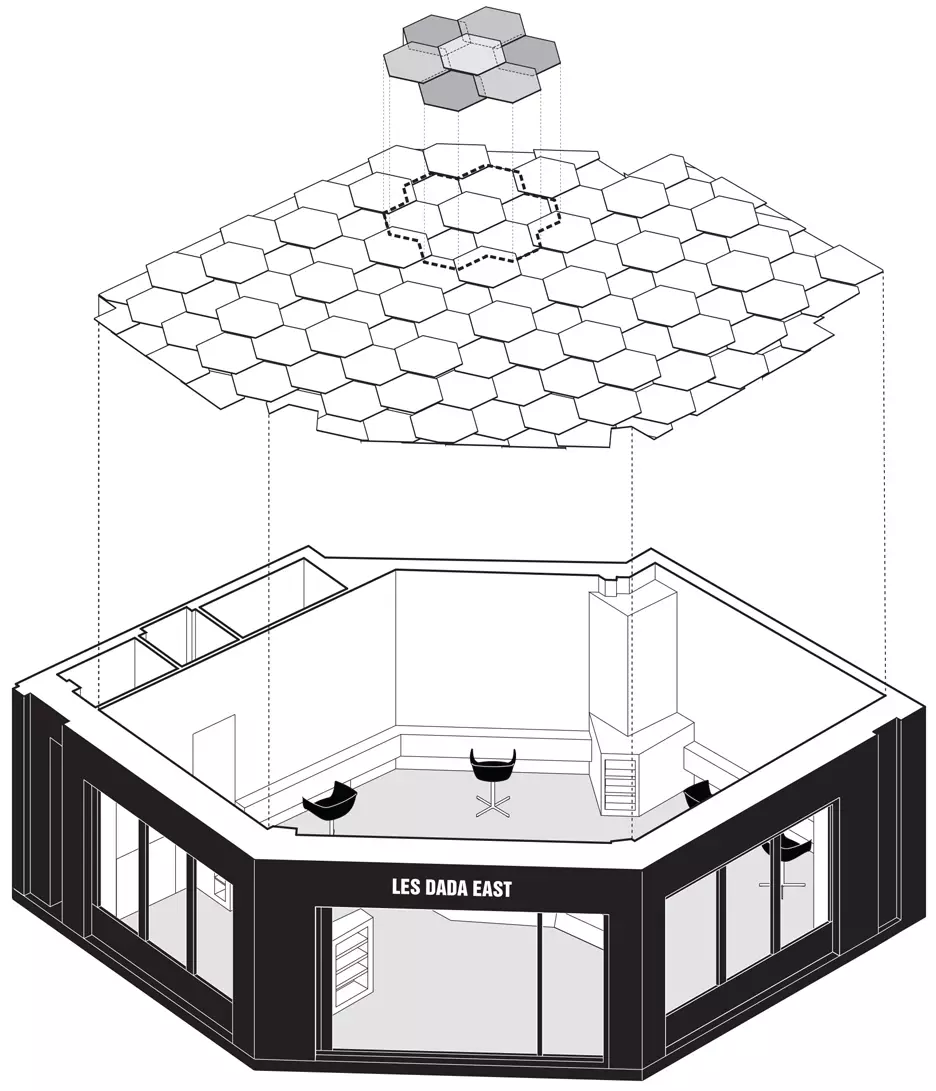 Joshua Florquin ntxiv hexagonal-pattern qab qab nthab rau Les Dada East plaub hau salon hauv Paris