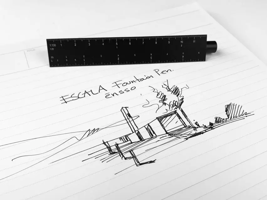 Escala is een schaal-liniaal vulpen voor architecten