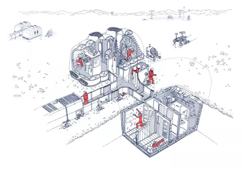 Dibujo de Martian House en Bristol por Hugh Broughton Architects y Pearce+