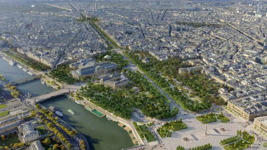 Champs-Elysées માટે PCA-સ્ટ્રીમ રીડિઝાઈનનું હવાઈ દૃશ્ય