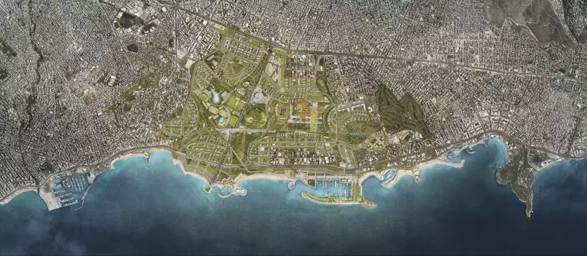 Isang aerial visual ng Ellinikon masterplan