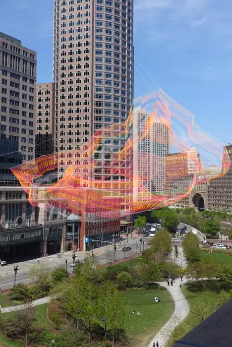 Com si ja fos aquí instal·lació de Boston de Janet Echelman