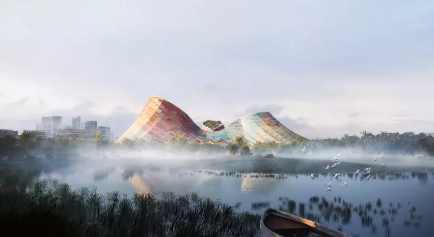 Render of Hainan Performing Arts Center ti lahan baseuh caket dieu