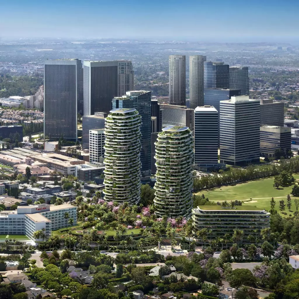 Foster + Partners se One Beverly Hills sluit luukse hotel en welige tuine in