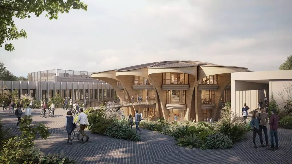 Heatherwick Studio propose une pièce maîtresse en bois pour le campus de Surrey