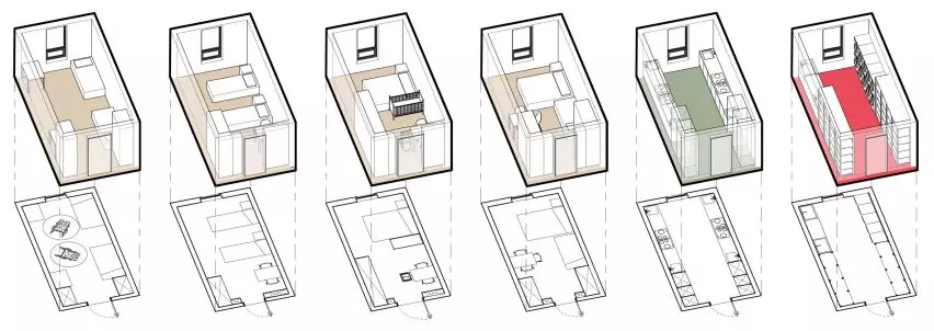 Moduuliyksikkö, jota käytetään majoitukseen, kylpyhuoneisiin ja keittiöihin Balbek Bureaun suunnittelemassa modulaarisessa pakolaiskylässä