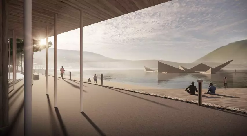 True Blue beach uye dziva regungwa muBergen. Norway, naWhite Arkitekter