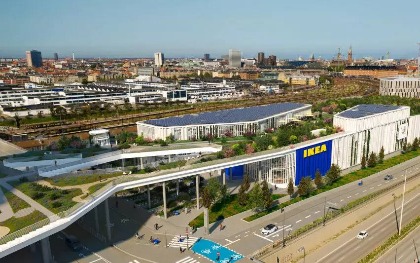 Picha ya angani ya duka la IKEA huko Copenhagen