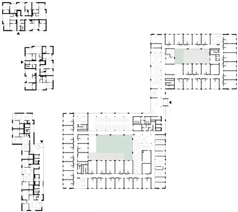 Dom upokojencev Mayerhof podjetja Areal Architecten se ovija okoli dveh dvorišč