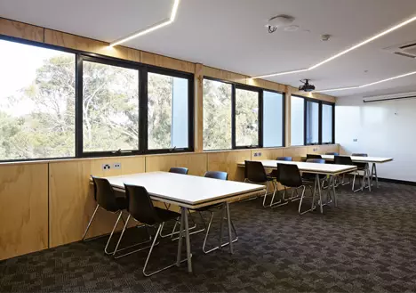 Փայտե ծածկով դպրոցի գրադարանը ծառերի գագաթների վրա տարածվեց Branch Studio Architects-ի կողմից