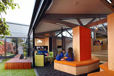 Školska biblioteka obložena drvetom proširena u krošnje drveća od strane Branch Studio Architects
