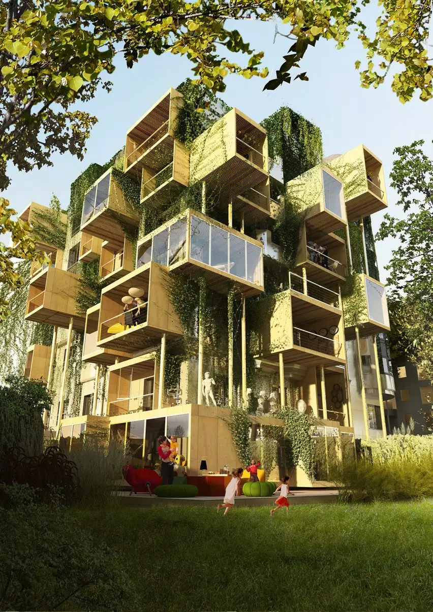 Malka Architecture ha proposto di aggiungere estensioni parassitarie cubiche a un condominio a Parigi