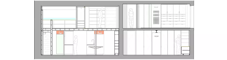 Seksyon sa The Lycée ni Knox Bhavan Architects, usa ka residential renovation ug conversion sa London, UK