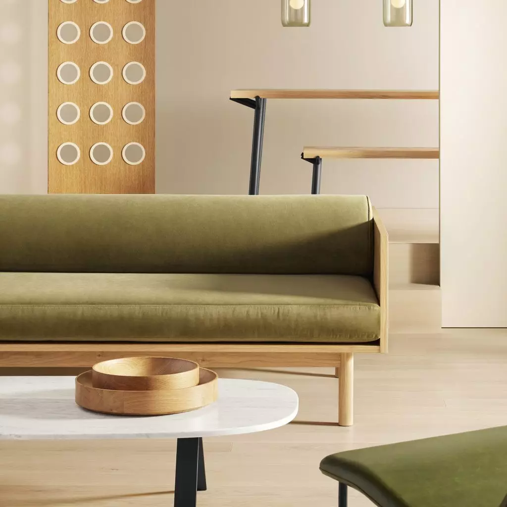 Sofa ea Souvenir e entsoeng ke Blu Dot bakeng sa Dezeen Showroom