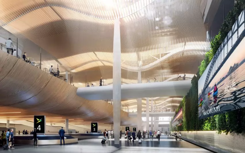 Pamje të Aeroportit Ndërkombëtar të Sidneit Perëndimor nga Zaha Hadid Architects dhe Cox Architecture në Australi