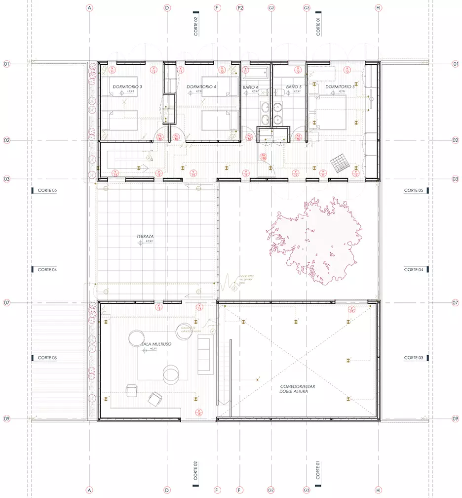 Grundriss des ersten Stockwerks von Haus LG von Gregorio Brugnoli Errázuriz