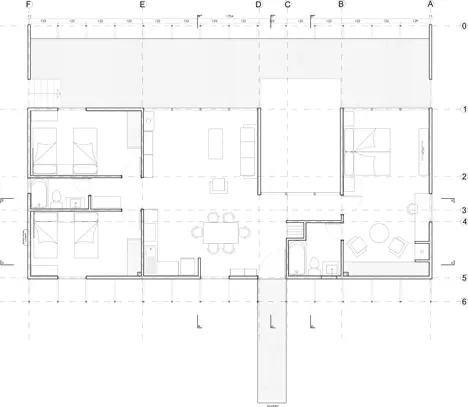 Planritning av Tunquen House av Mas Fernandez Arquitectos