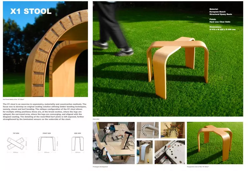Serija fotografija stolice X1, koja je blijeda drvena stolica