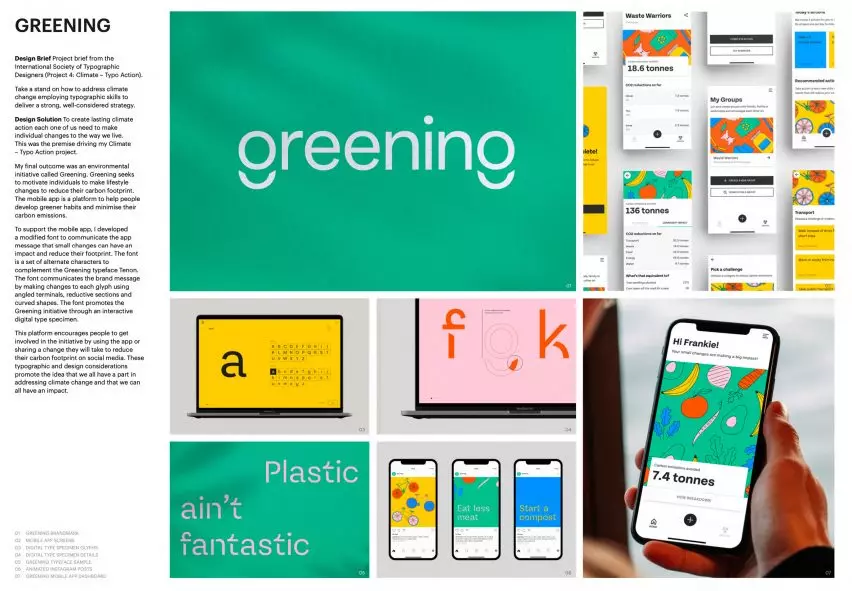 Uma fotografia do Greening, um aplicativo móvel que visa ajudar as pessoas a viver um estilo de vida mais sustentável
