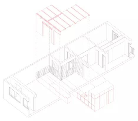 Axonometric diagram sa pag-ayo sa apartment sa Barcelona ni Carles Enrich