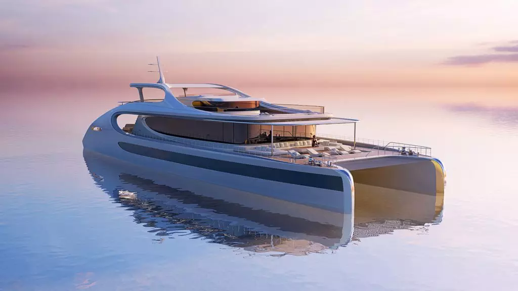 Zaha Hadid Architects diseña un sinuoso catamarán alimentado por energía solar