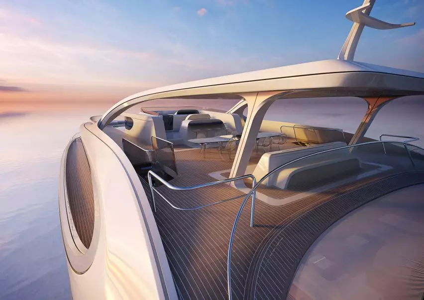 Lub hnub lawj ntawm Zaha Hadid Architects yacht