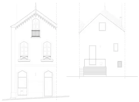 Арткы бийиктикте португалиялык таунхаус Tiago do Vale Arquitectos тарабынан жасалган бул оңдоп-түзөөдө Альп тоо чалетине жолугат.