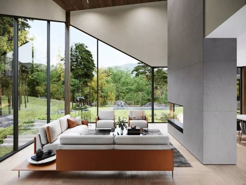 Lounge-ul casei Sylvan Rock de S3 Architecture și Aston Martin