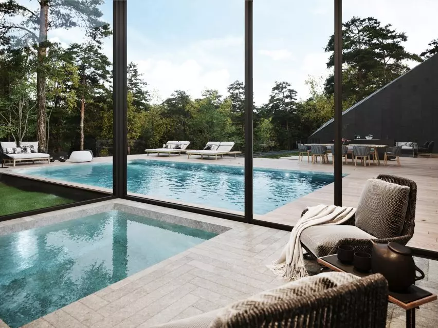 Zona de piscină a casei Sylvan Rock de S3 Architecture și Aston Martin