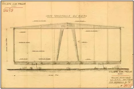 邁阿密設計公司 Jean Prouvé 設計的 8x8 可拆卸房屋 - 剖面圖