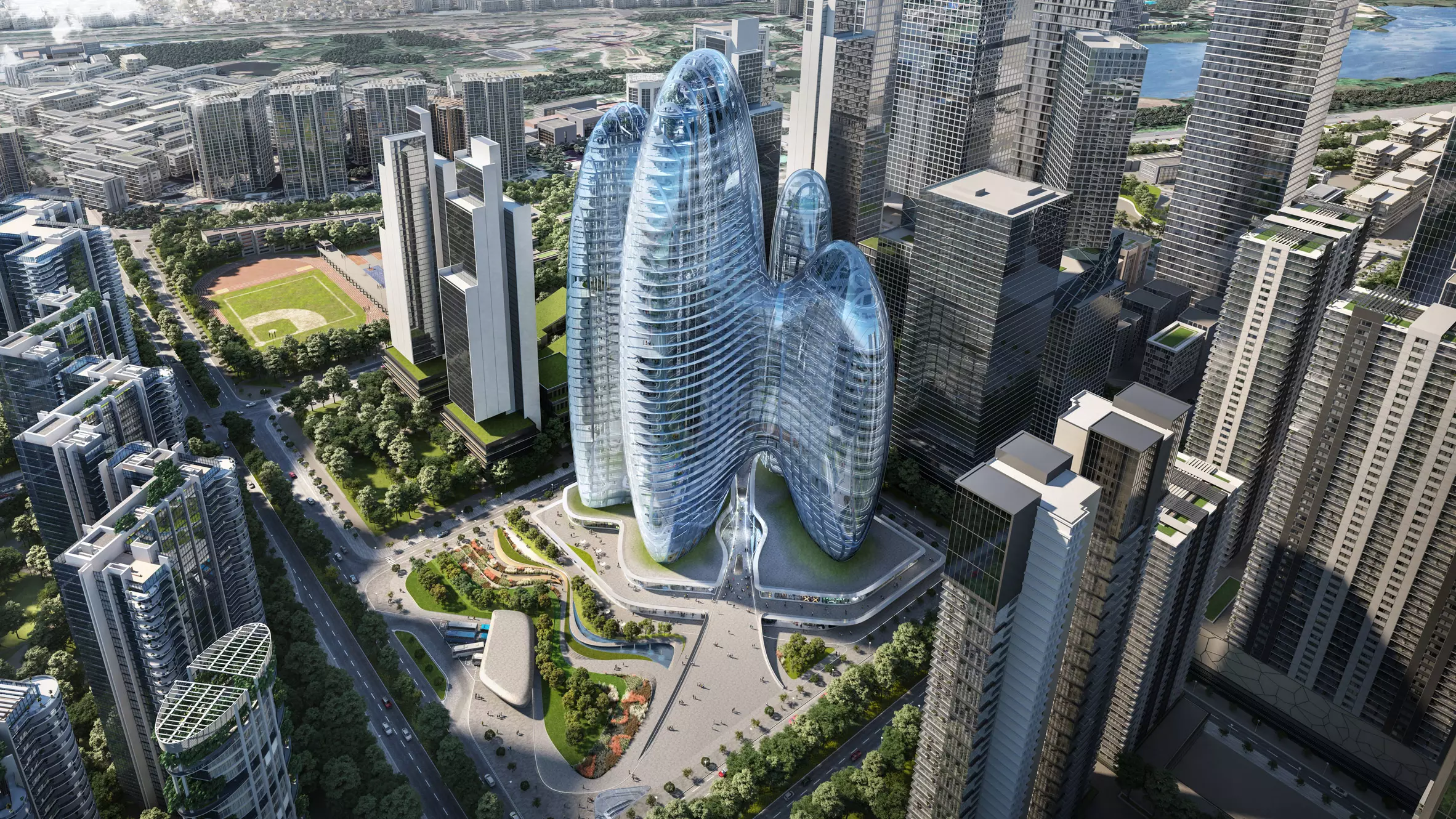 Zaha Hadid Architects publica imaxes da sede de OPPO en China