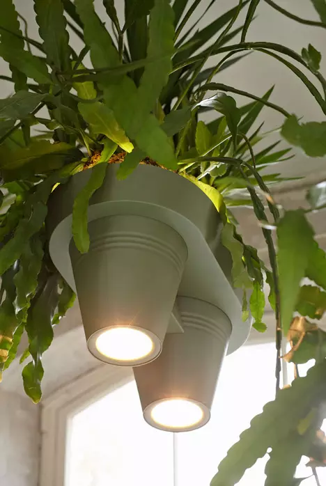 Roderick Vos mendesain kombinasi pot tanaman, lampu, dan soket listrik