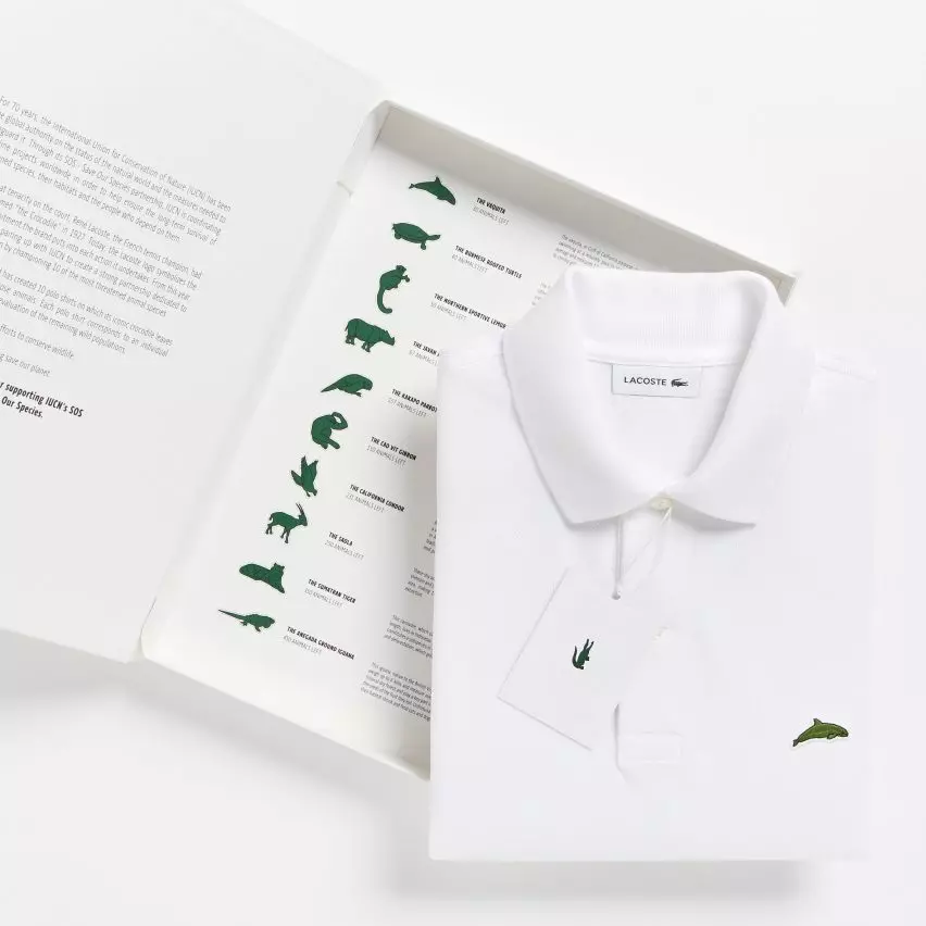 Логотип Lacoste в виде крокодила заменен на вымирающие виды для рубашек поло ограниченного выпуска.