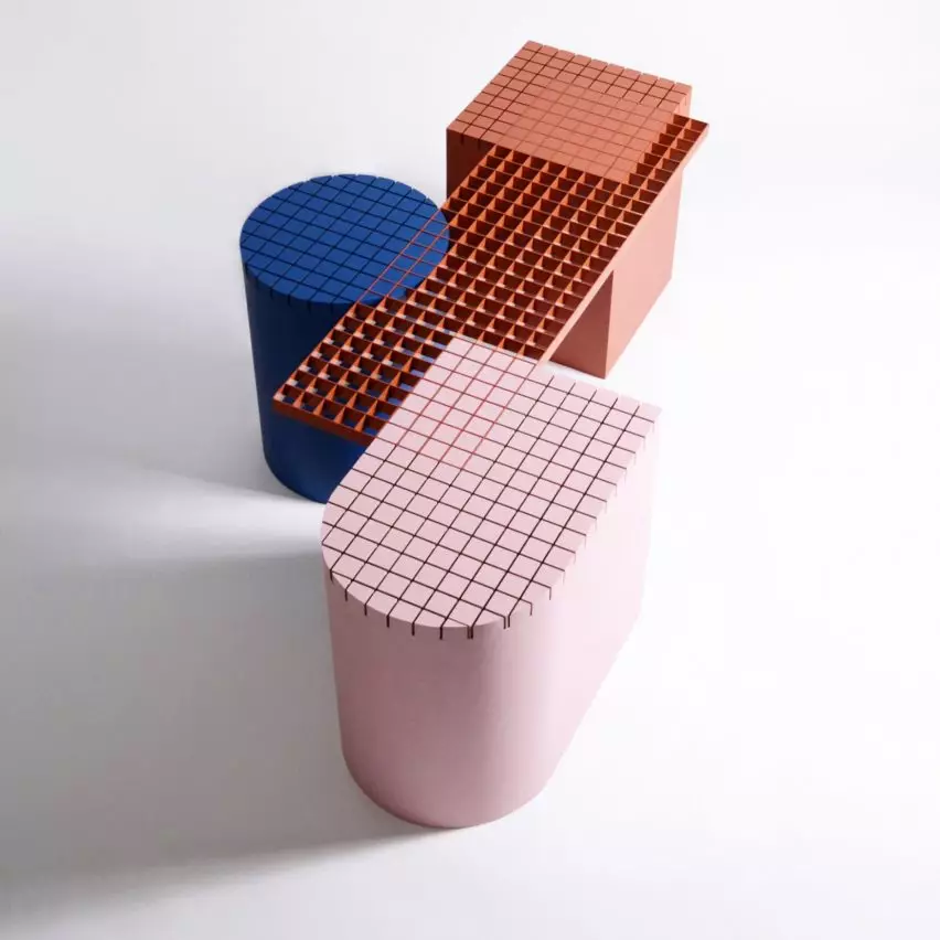 Nortstudio ұсынған Urban Shapes - құрылыс алаңдарының материалдарын атап өтетін геометриялық орындық