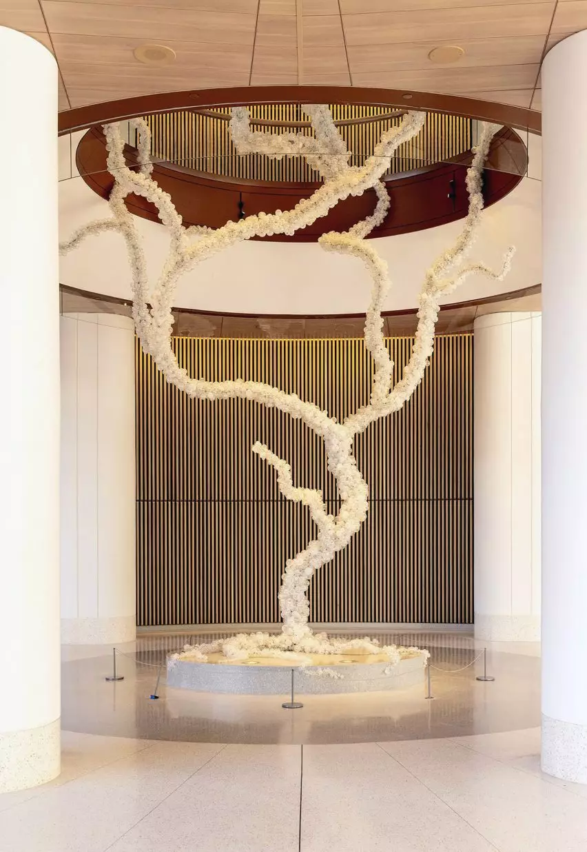 Pohled na umělecká díla Mayi Lin v pavilonu na University of Pennsylvania
