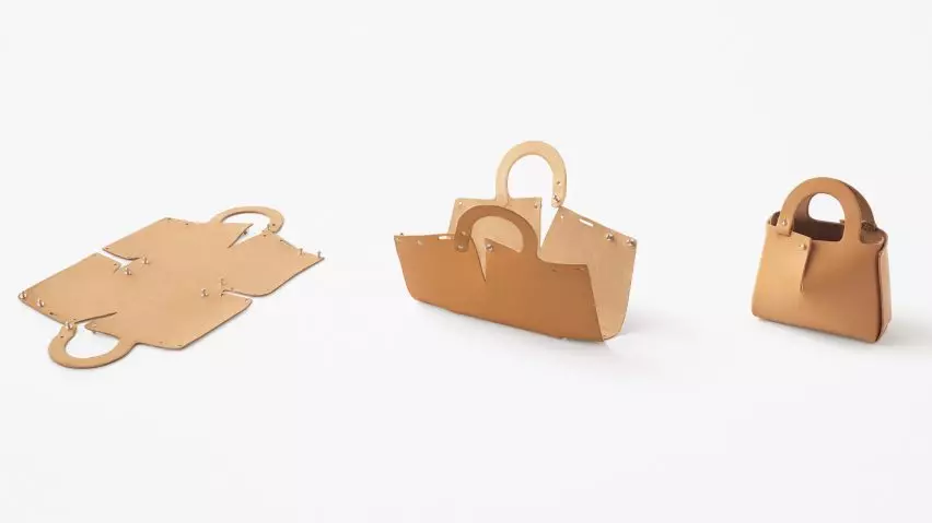 Idinisenyo ni Nendo ang Mai bag mula sa iisang sheet ng laser-cut leather