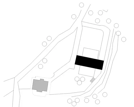 Siteplan fan Black Barn troch Arhitektura d.o.o. jout panoramyske opfettings fan it Sloveenske plattelân