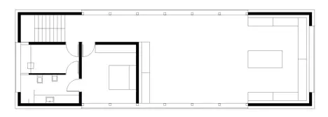 Plan du deuxième étage de Black Barn par Arhitektura d.o.o. offre une vue panoramique sur la campagne slovène