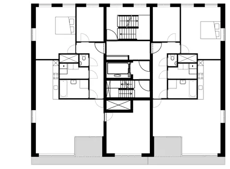 Plan dizyèm etaj nan gwo kay won Turquoise pa NL Architects ki echeye tounen pou kreye balkon solèy