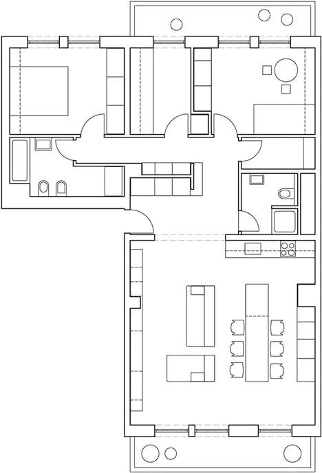 Studio 360 pridáva do slovinského bytu steny modulárnych políc a úložného priestoru