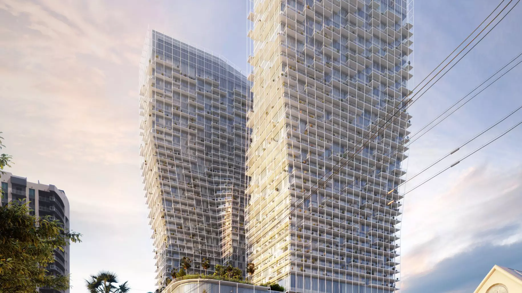 ODA designt konisch Wolkenkratzer a Stahlgitter zu Fort Lauderdale gewéckelt