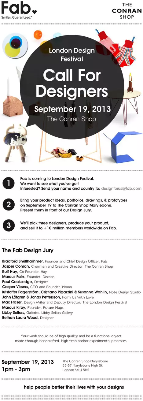 ໂທຫາຜູ້ອອກແບບເພື່ອ Fab's Disrupting Design London